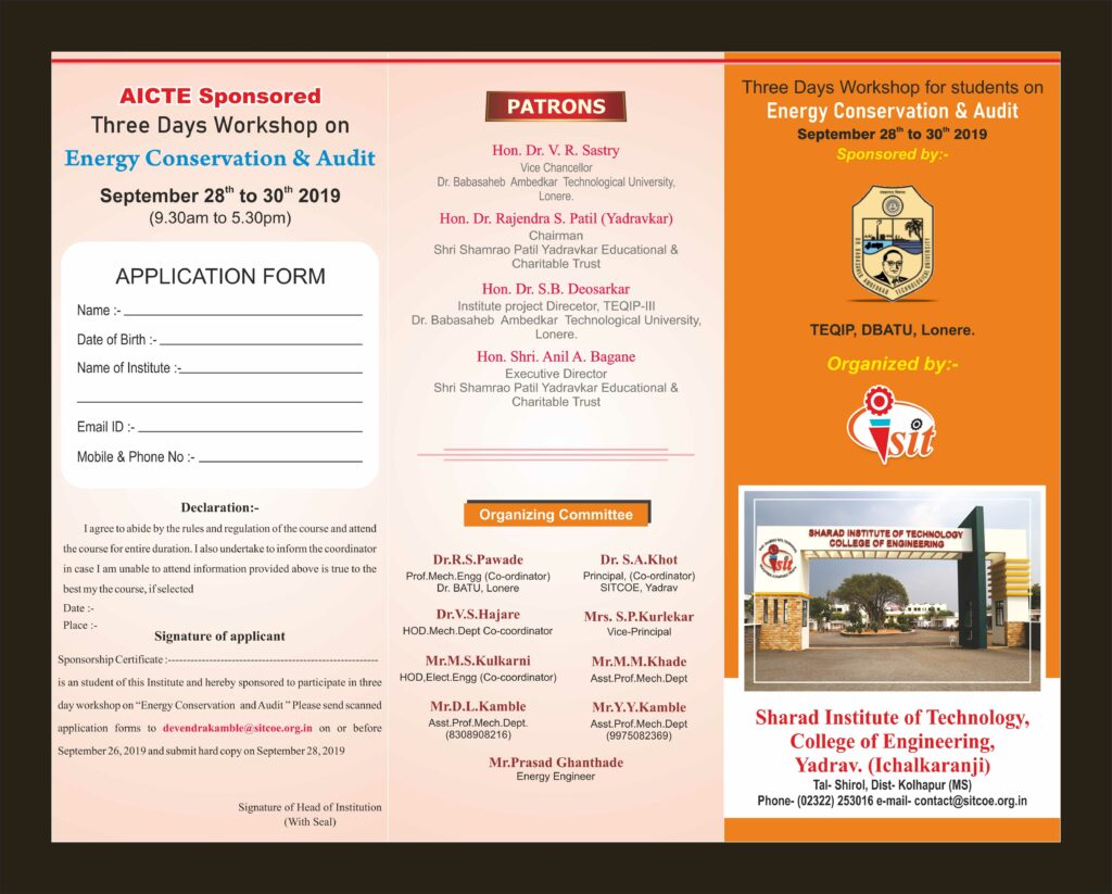 Three Days Workshop on "Energy Conservation and Audit" Sponsored By ...
