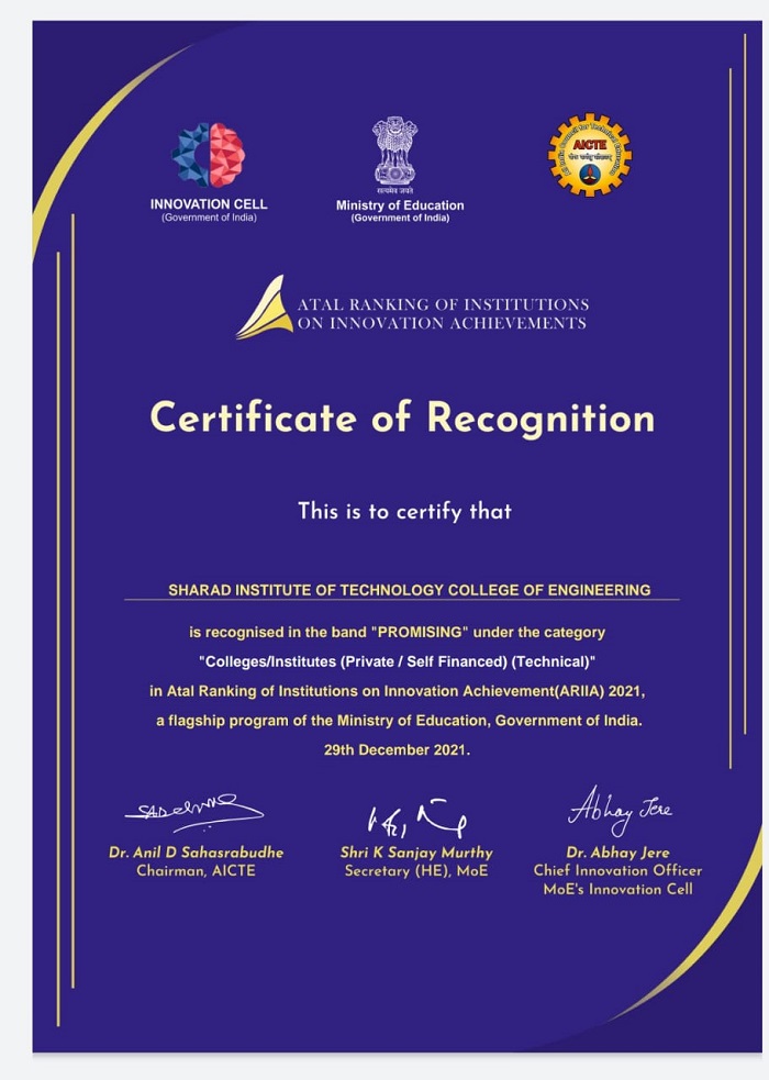 ARIIA 2021 - Sharad Institute Of Technology College Of Engineering
