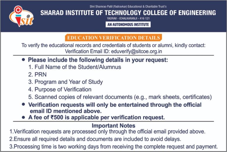 Education Verification - Sharad Institute Of Technology College Of ...